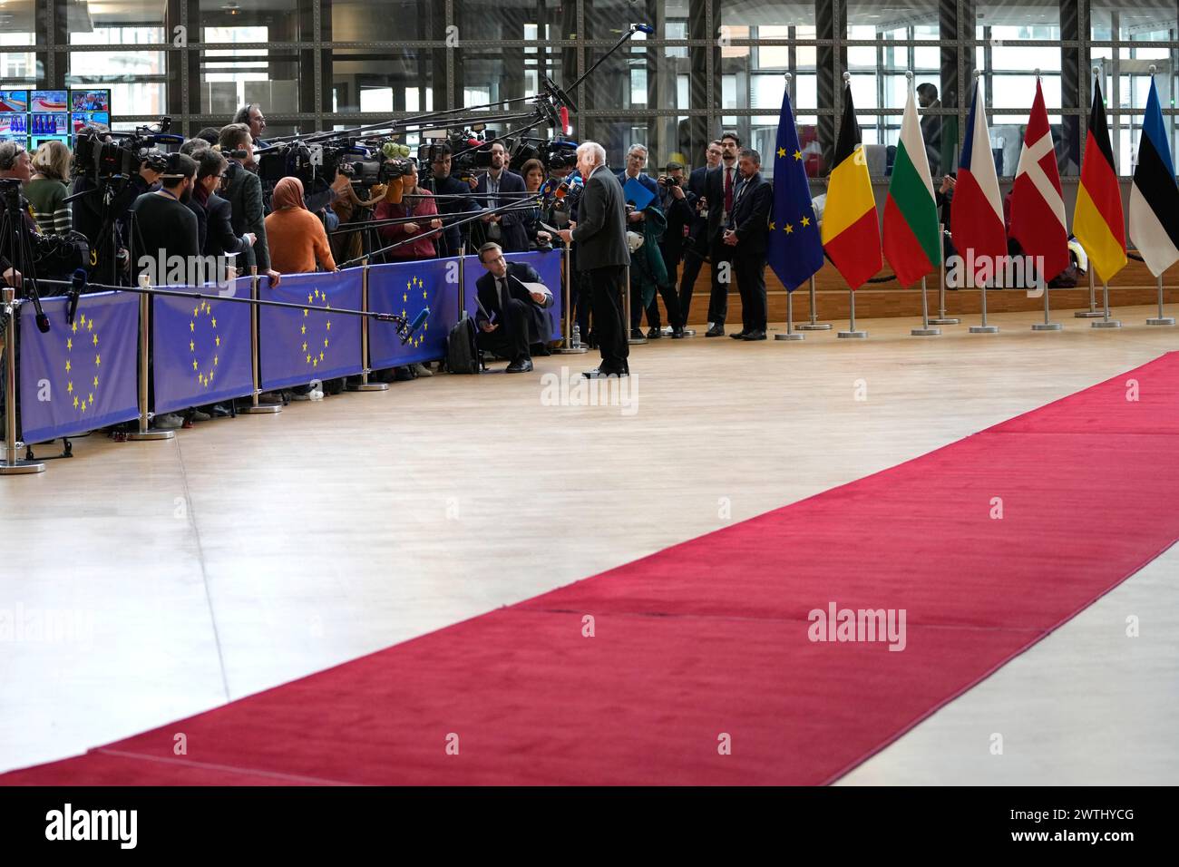 European Union foreign policy chief Josep Borrell speaks with the media ...