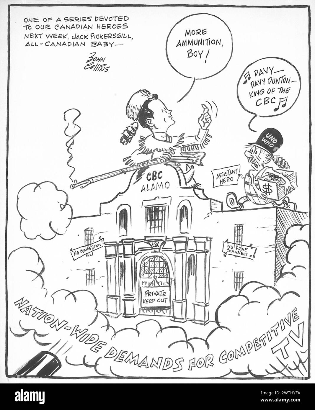 Cartoon - Davy at the Alamo. John Collins (1917-2007 Stock Photo - Alamy