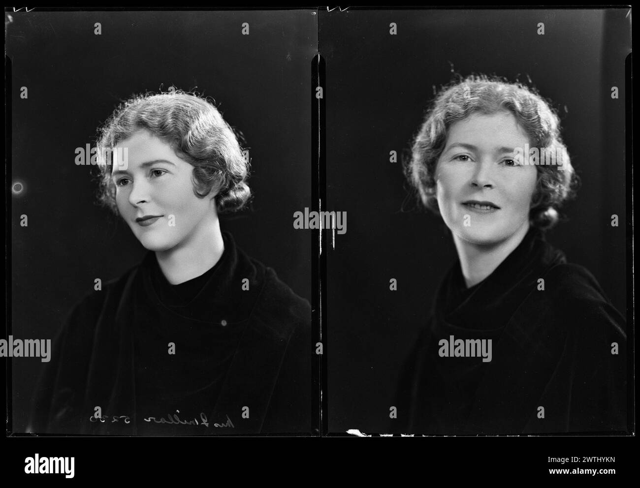 Mrs J Miller black-and-white negatives, studio portraits, gelatin ...