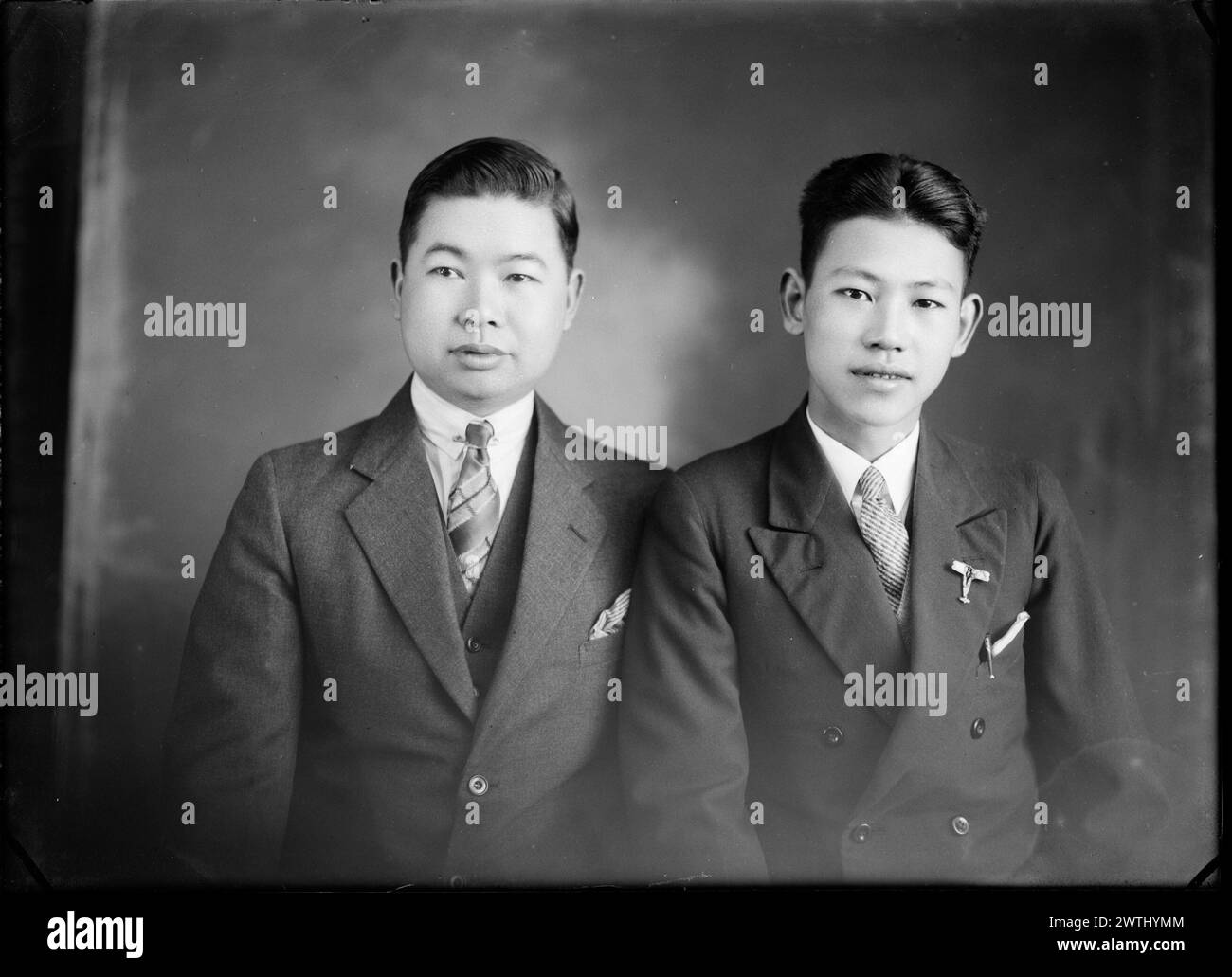 Portrait of two young men, inscribed [?] 'Mr Wong'. studio portraits ...