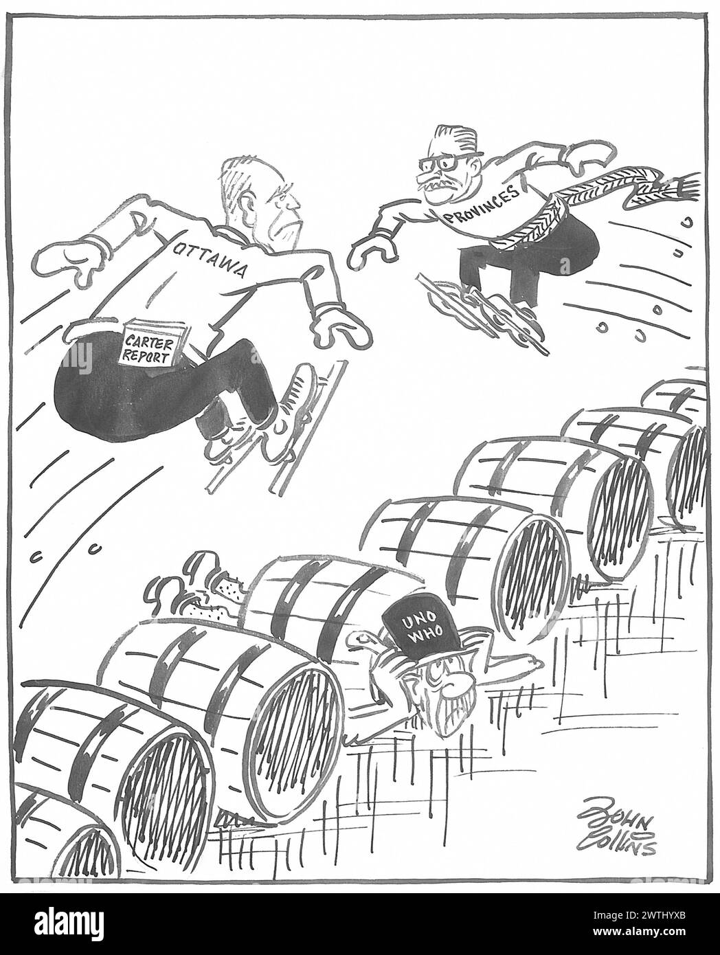 Cartoon - Barrel-Jumping Championships. John Collins (1917-2007 Stock ...