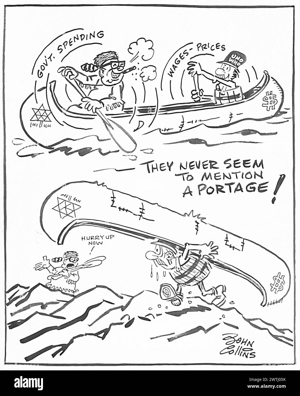 Cartoon - When You're Invited on a Centennial Canoe Race. John Collins ...