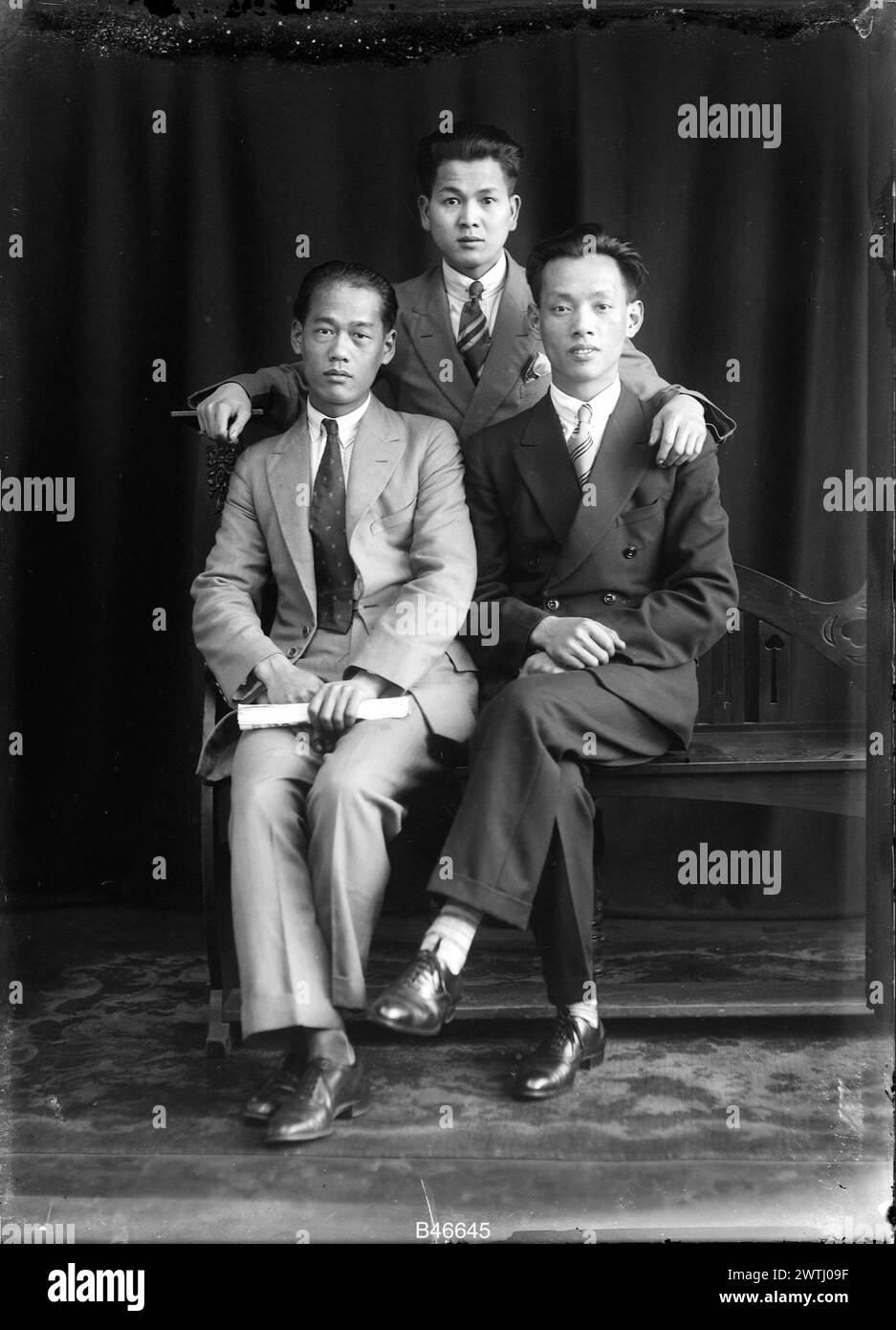Group portrait of three men group portraits, black-and-white negatives ...