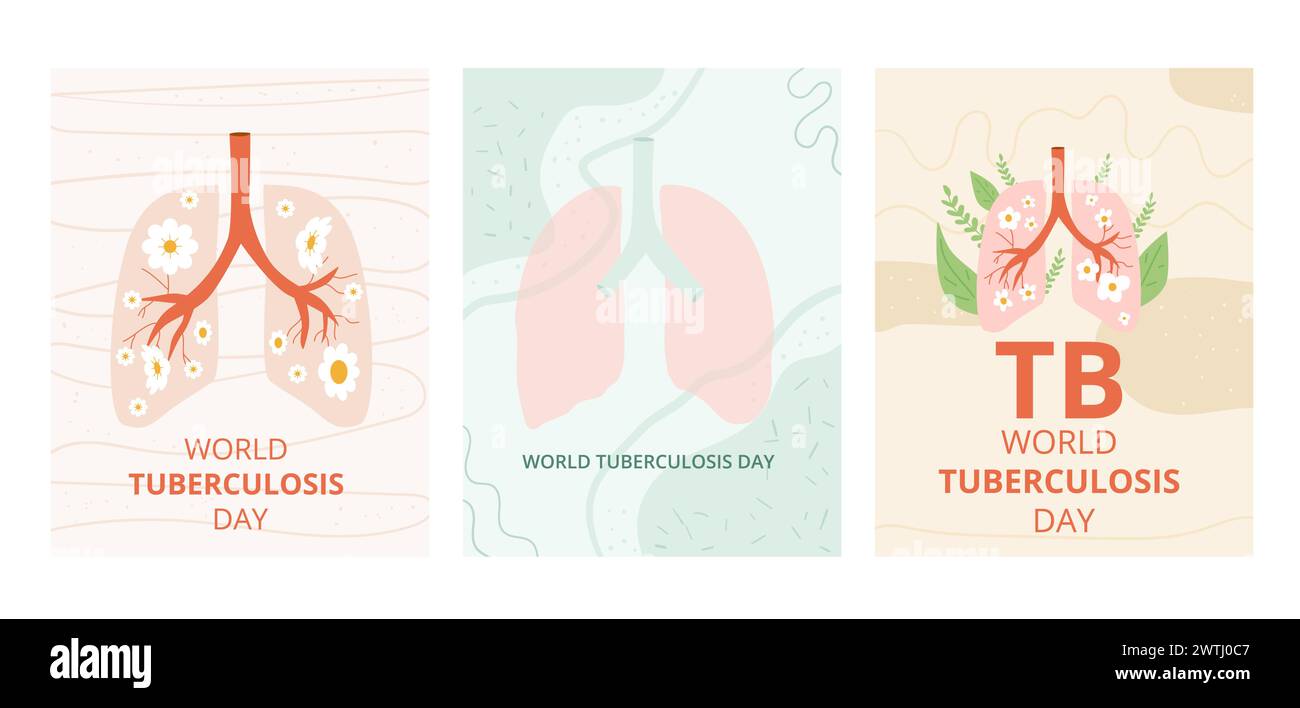 World tuberculosis day banners template set. Awareness about tb disease ...