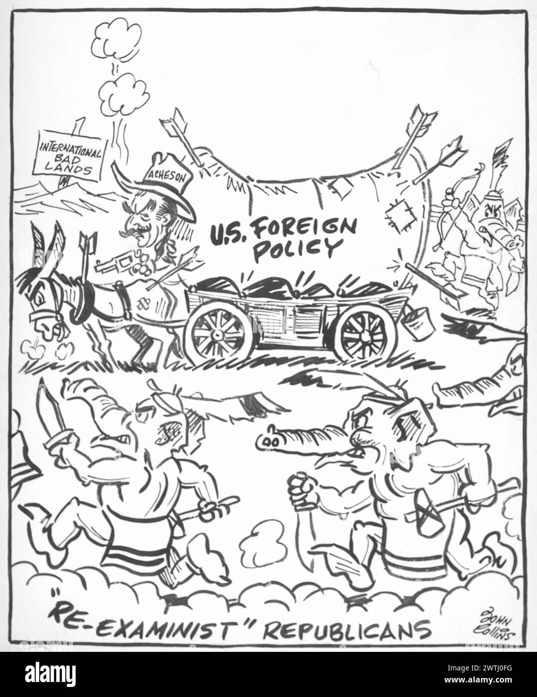 Cartoon - After His Scalp. John Collins (1917-2007 Stock Photo - Alamy