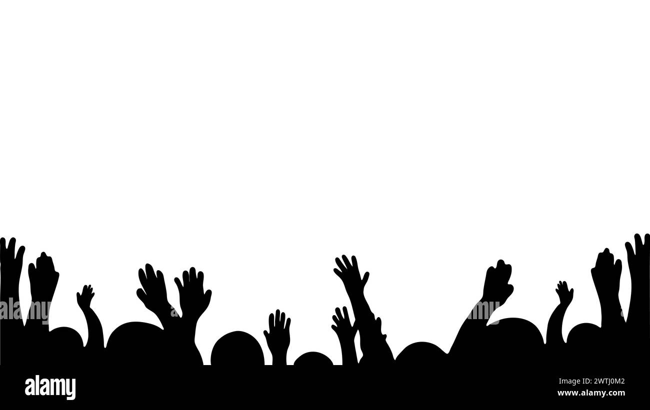 Illustration vector graphic of hand crowd silhouette with their hands ...