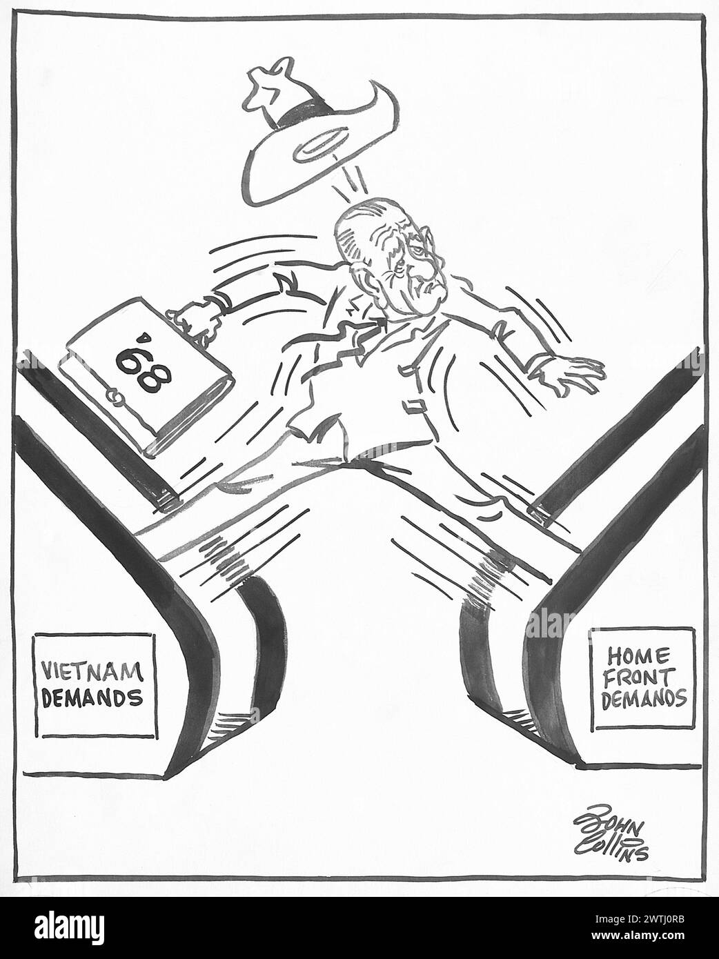 Cartoon - Double Escalation. John Collins (1917-2007 Stock Photo - Alamy
