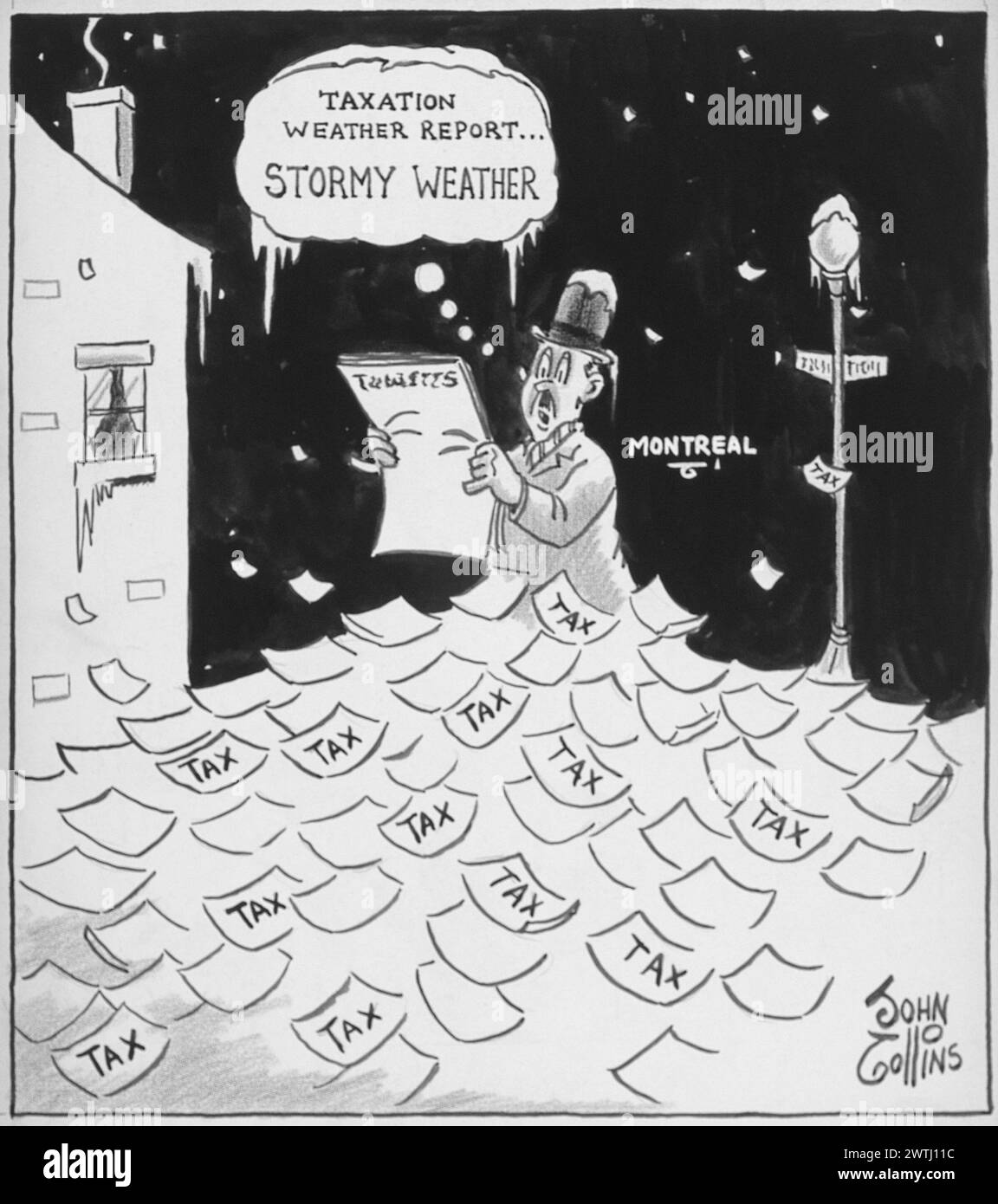 Cartoon - Snowed Under. John Collins (1917-2007 Stock Photo - Alamy