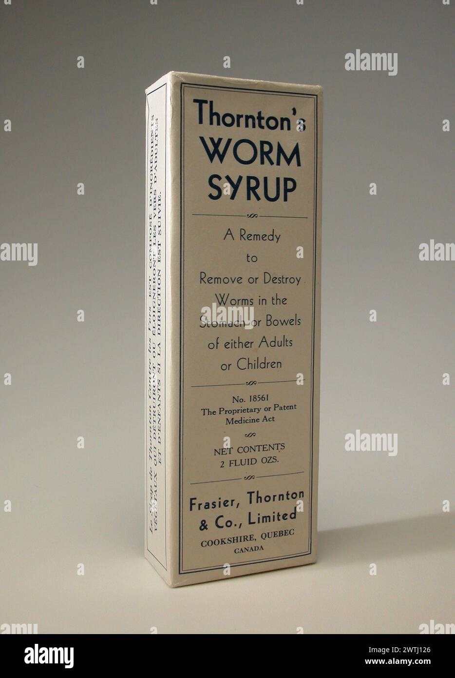 Medicine bottle box - Thornton's Worm Syrup Stock Photo - Alamy