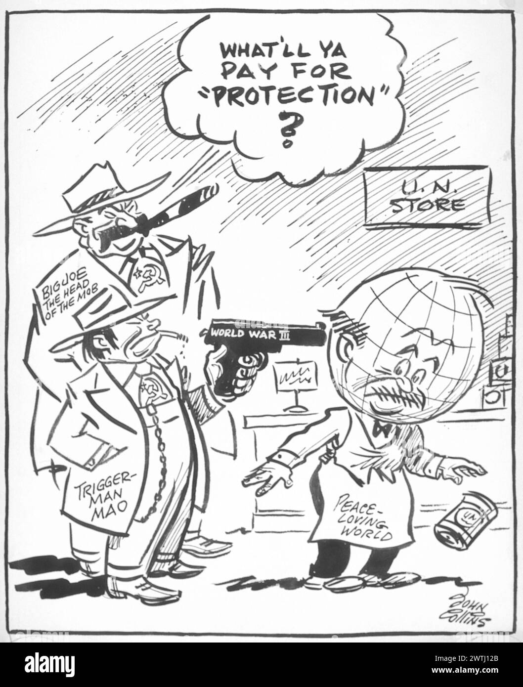 Cartoon - The Gangster Approach. John Collins (1917-2007 Stock Photo ...