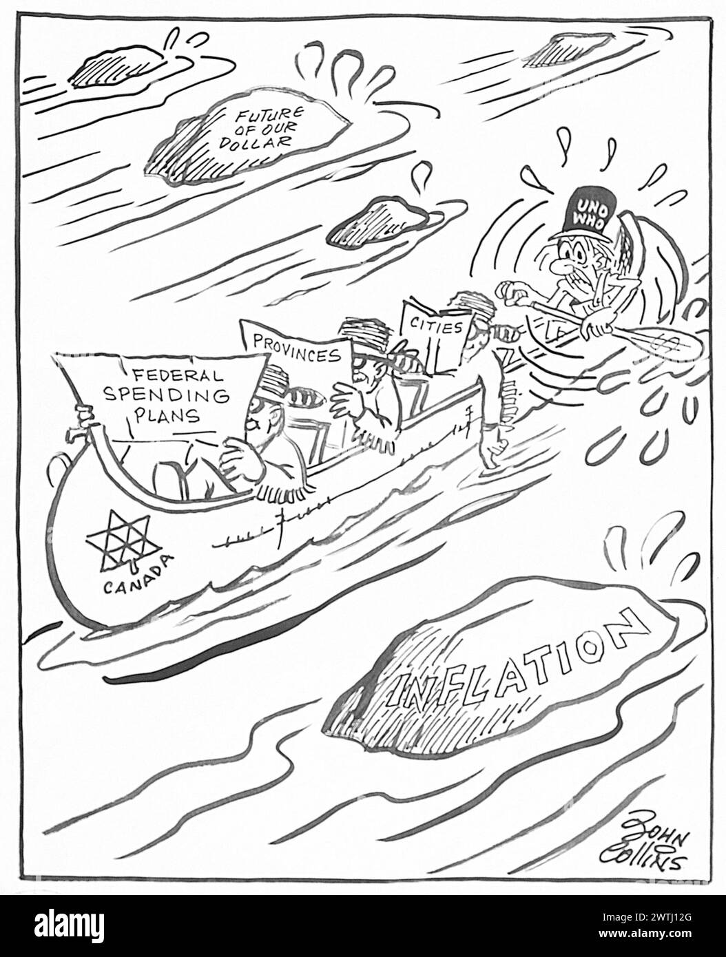 Cartoon - Centennial Canoe Race. John Collins (1917-2007 Stock Photo ...