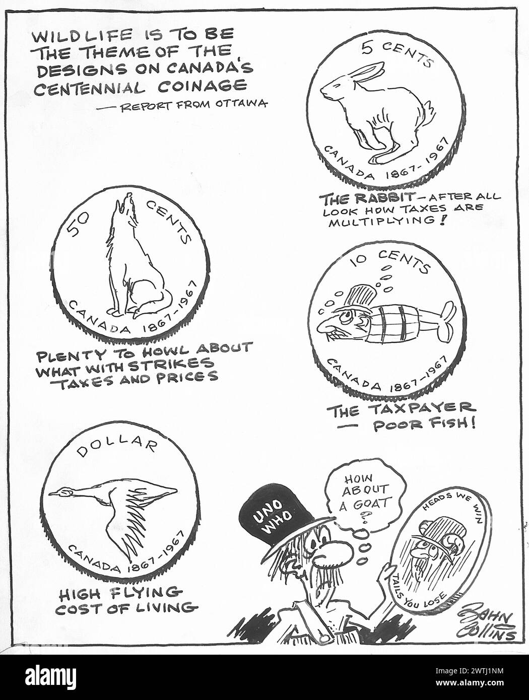 Cartoon - Those Wildlife Coins. John Collins (1917-2007 Stock Photo - Alamy