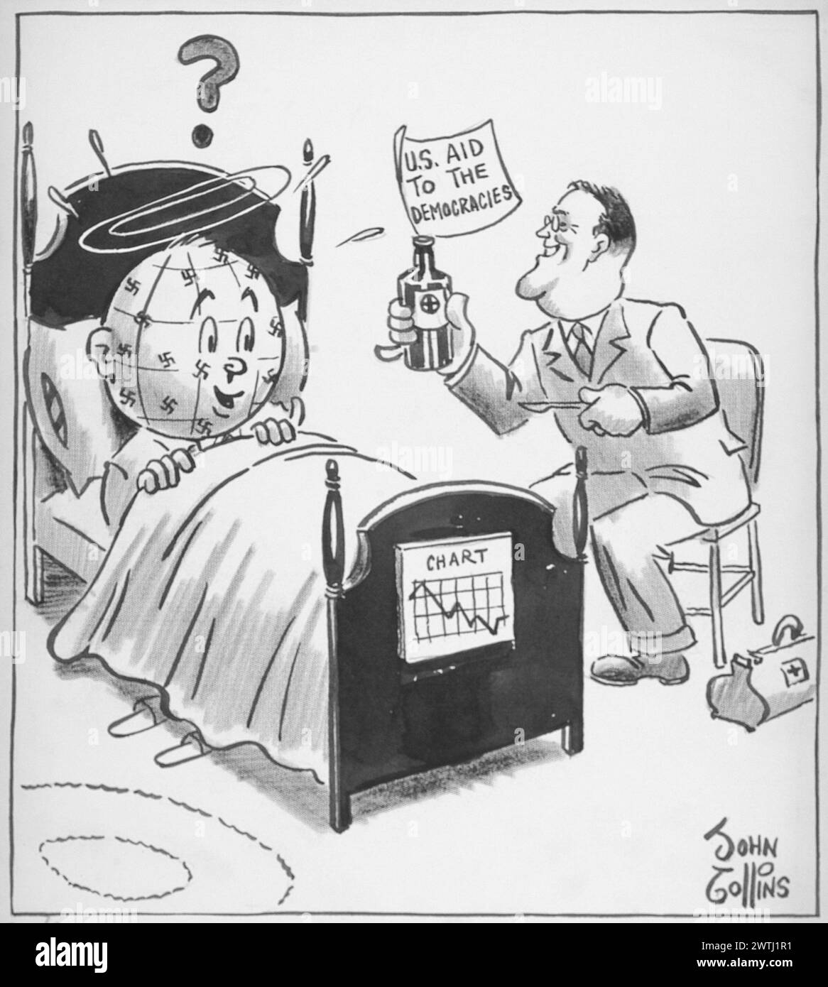 Cartoon - A Good Neighbour's Cure for German Measles. John Collins ...