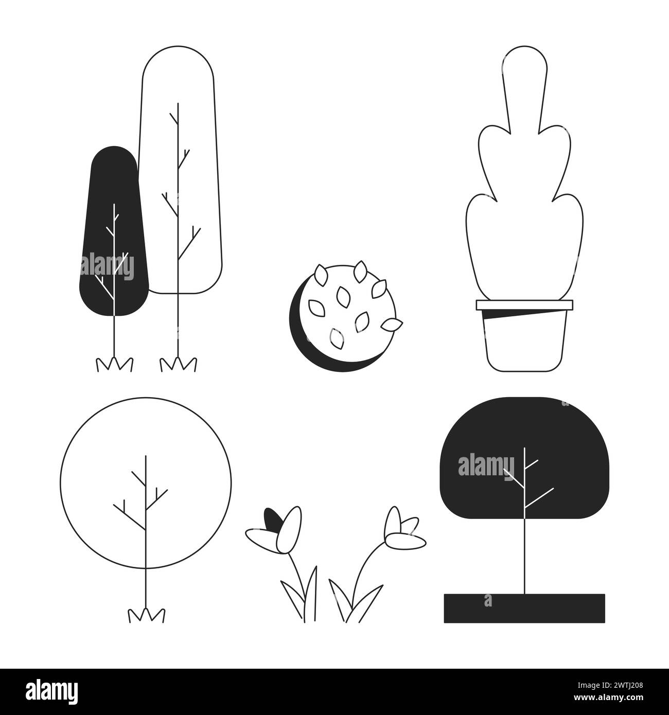 Lawn Ornaments Black And White 2d Line Cartoon Objects Set Stock Vector Image And Art Alamy