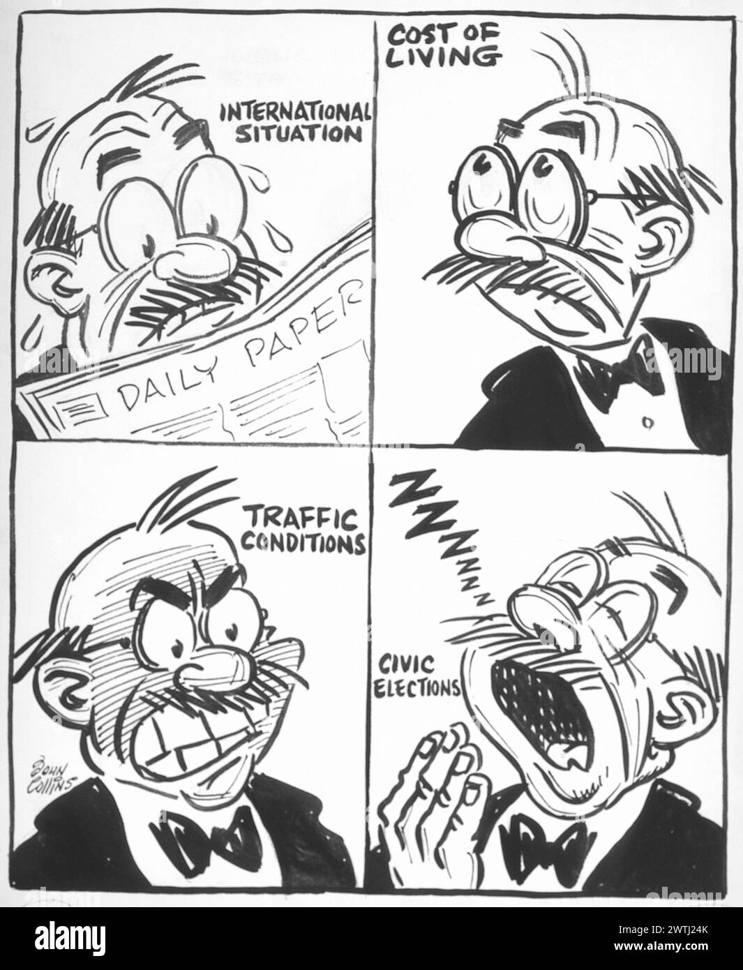 Cartoon - Facing Facts. John Collins (1917-2007 Stock Photo - Alamy