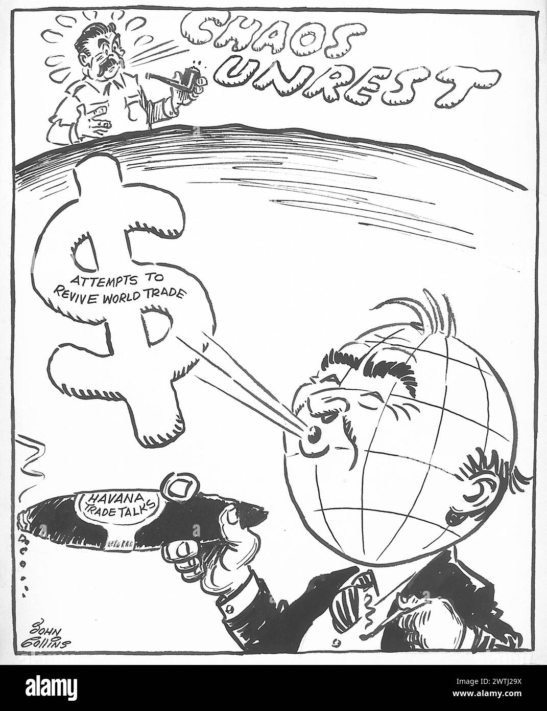 Cartoon - Smoke Signals-East and West. John Collins (1917-2007 Stock ...