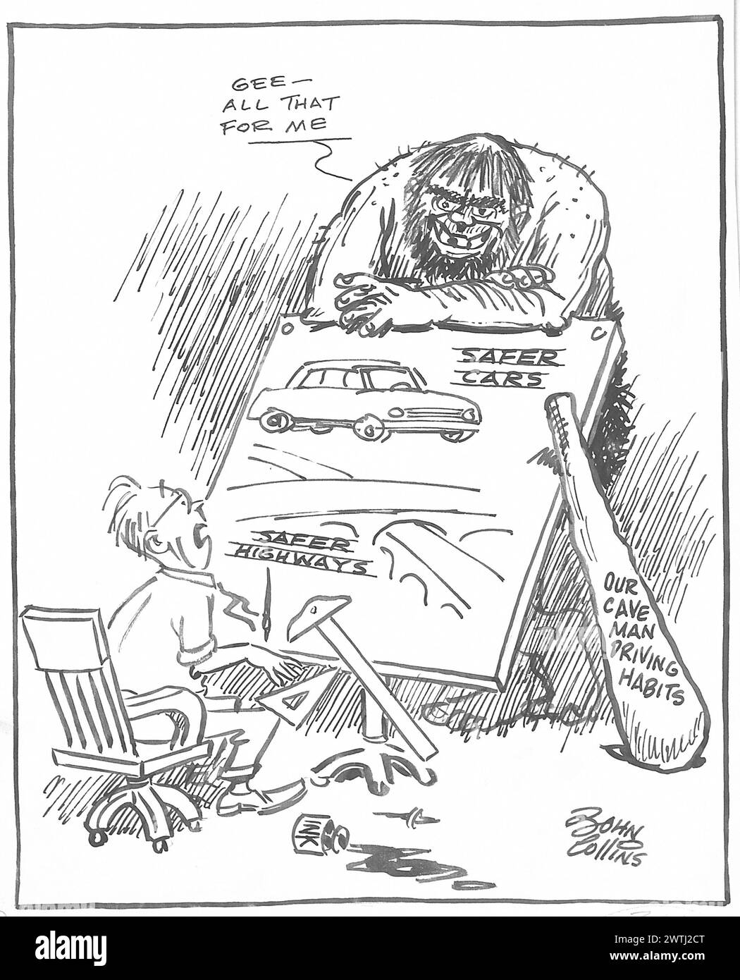 Cartoon - Unsafe at Any Speed. John Collins (1917-2007 Stock Photo - Alamy