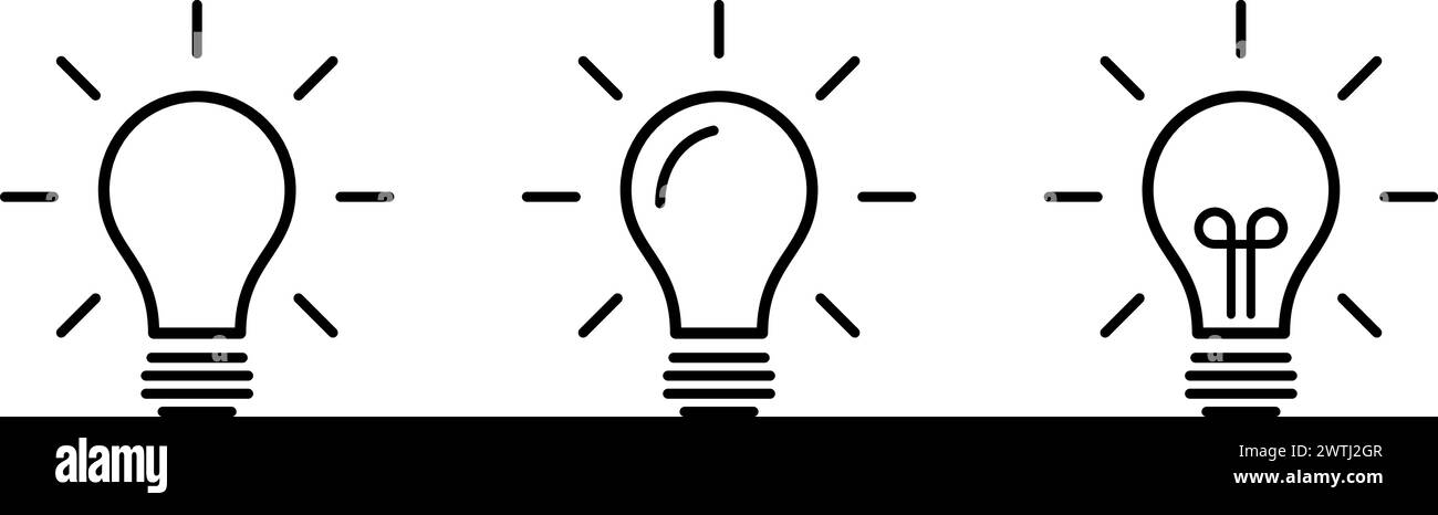 Set of linear bulb icons as a concept of idea, creative or new vision ...