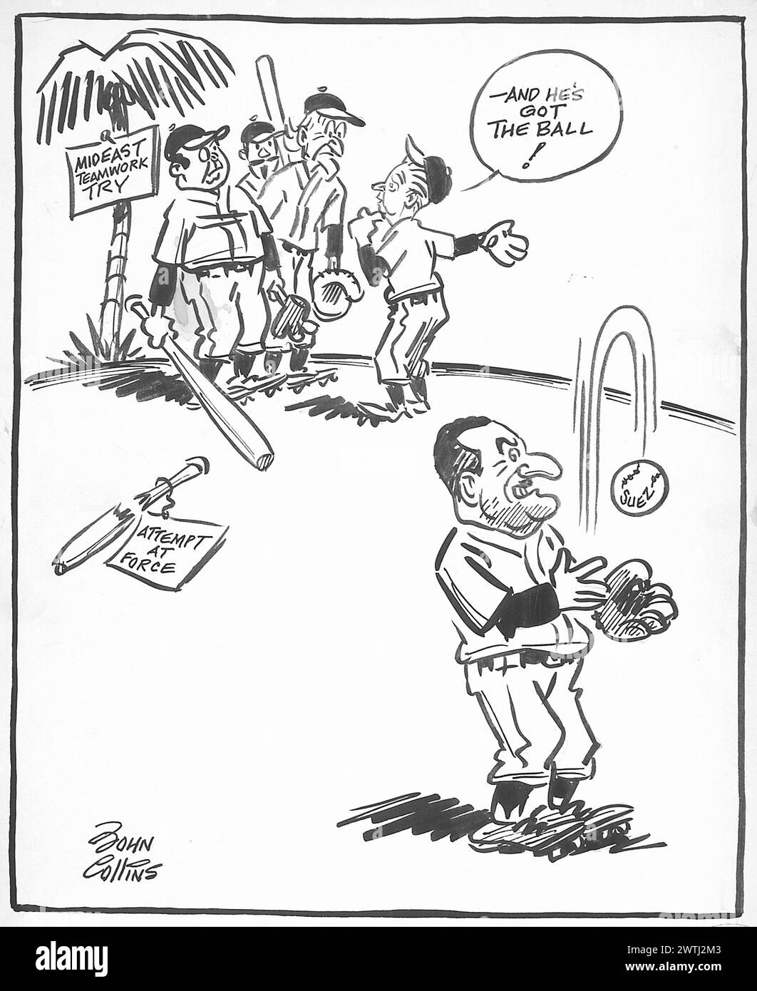 Cartoon - Won't Play Unless He Can Pitch. John Collins (1917-2007 Stock ...