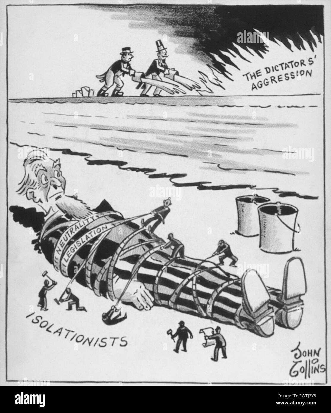 Cartoon - While the Flames Grow Greater. John Collins (1917-2007 Stock ...