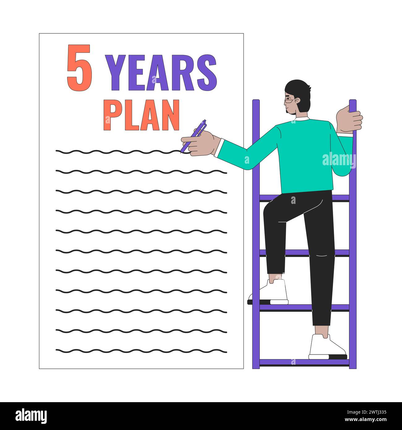 Writing 5 year plan goals 2D linear illustration concept Stock Vector ...
