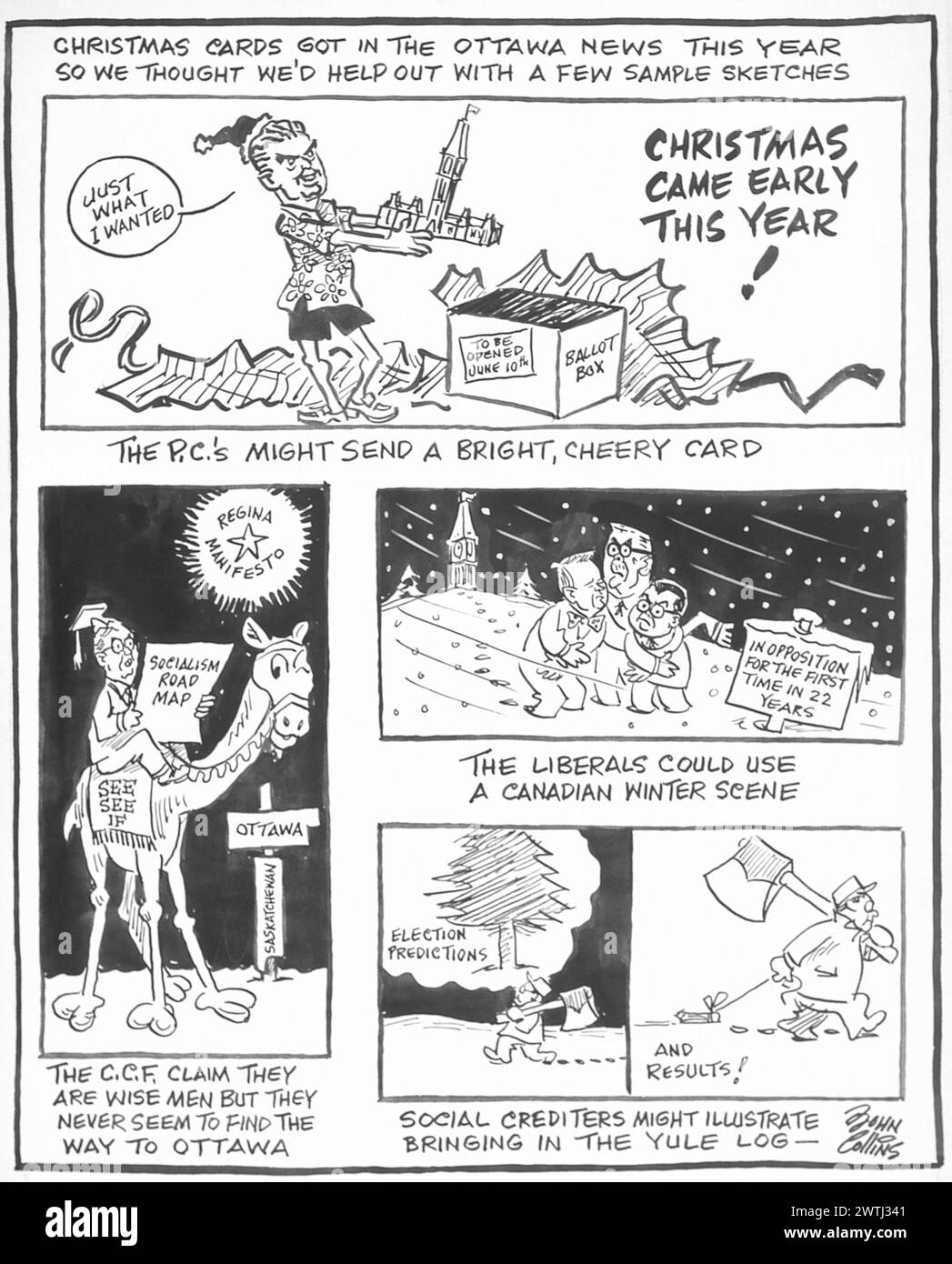 Cartoon - Ottawa Christmas Cards. John Collins (1917-2007 Stock Photo ...