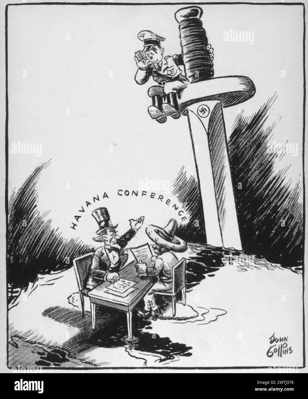 Cartoon - Listening In. John Collins (1917-2007 Stock Photo - Alamy