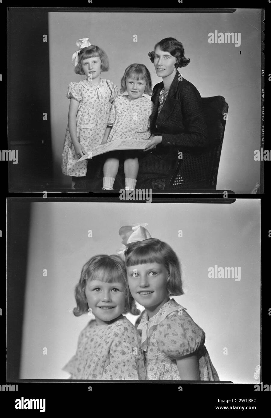 Woman and Children; inscribed 'Mrs Moore' Nitrate negatives, gelatin ...