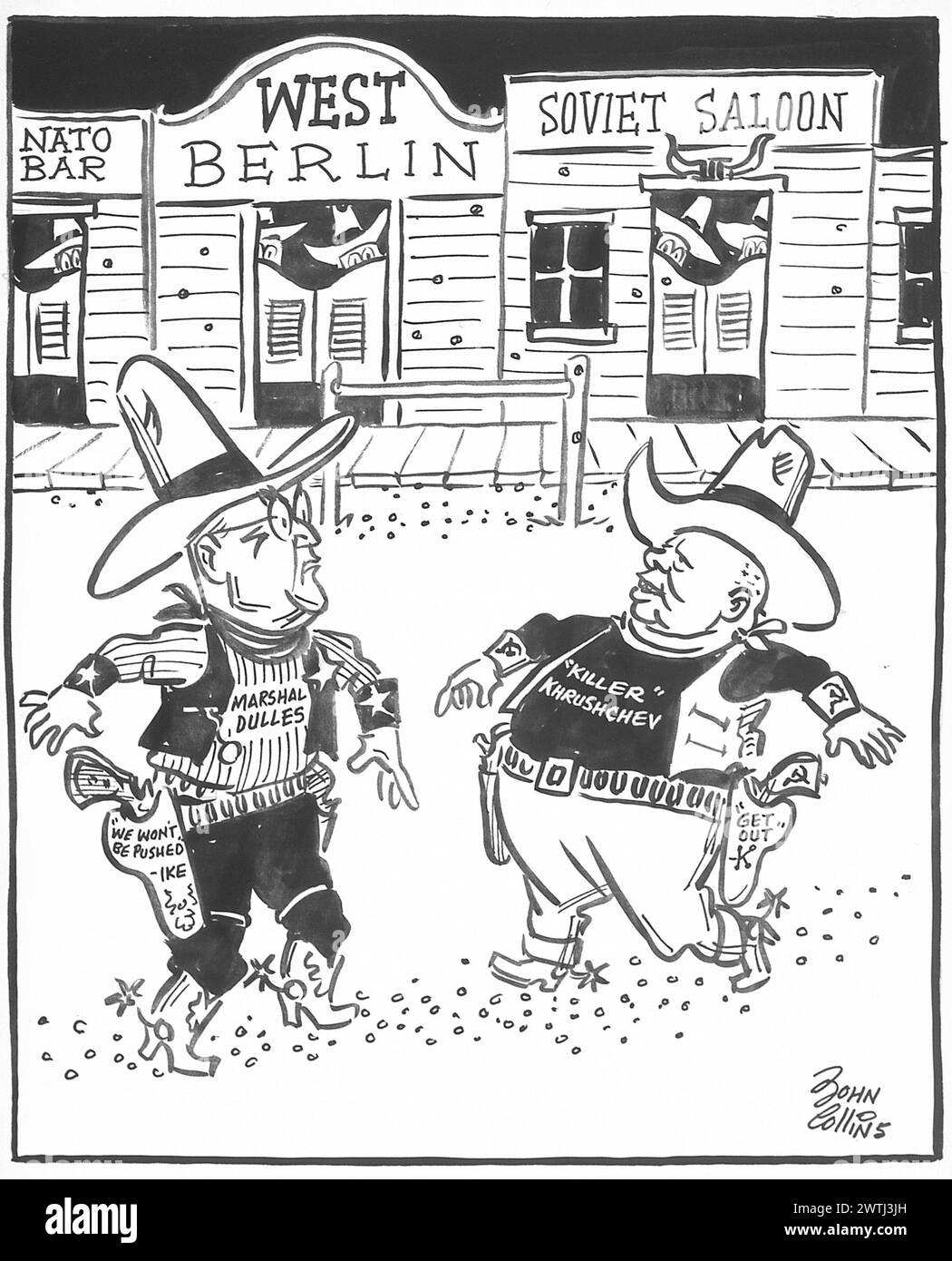 Cartoon - Heading for a Showdown. John Collins (1917-2007 Stock Photo ...