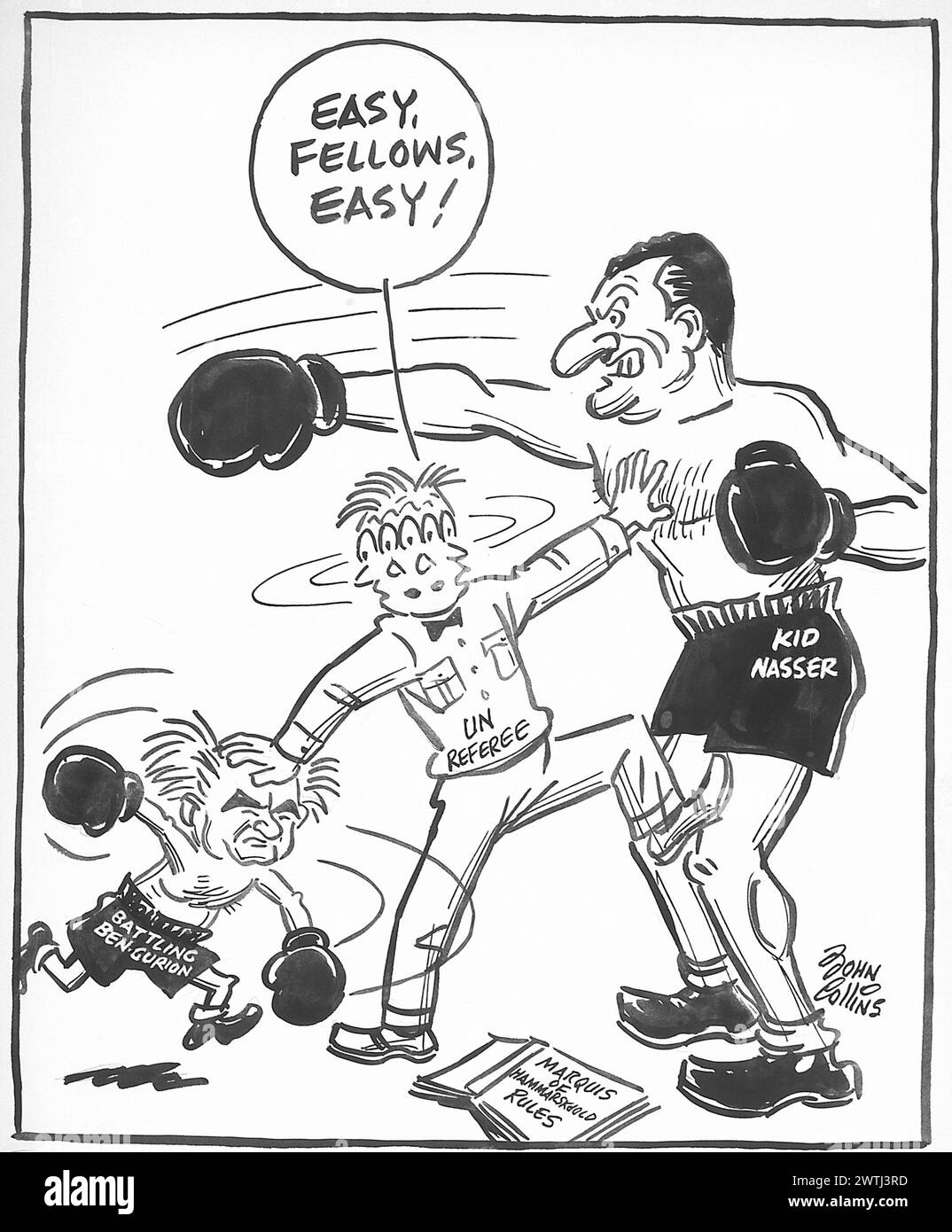 Cartoon - Modern David and Goliath. John Collins (1917-2007 Stock Photo ...