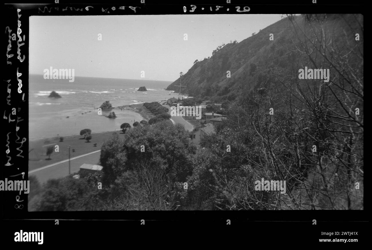 Whakatane entrance from halfway along Marume Road black-and-white ...