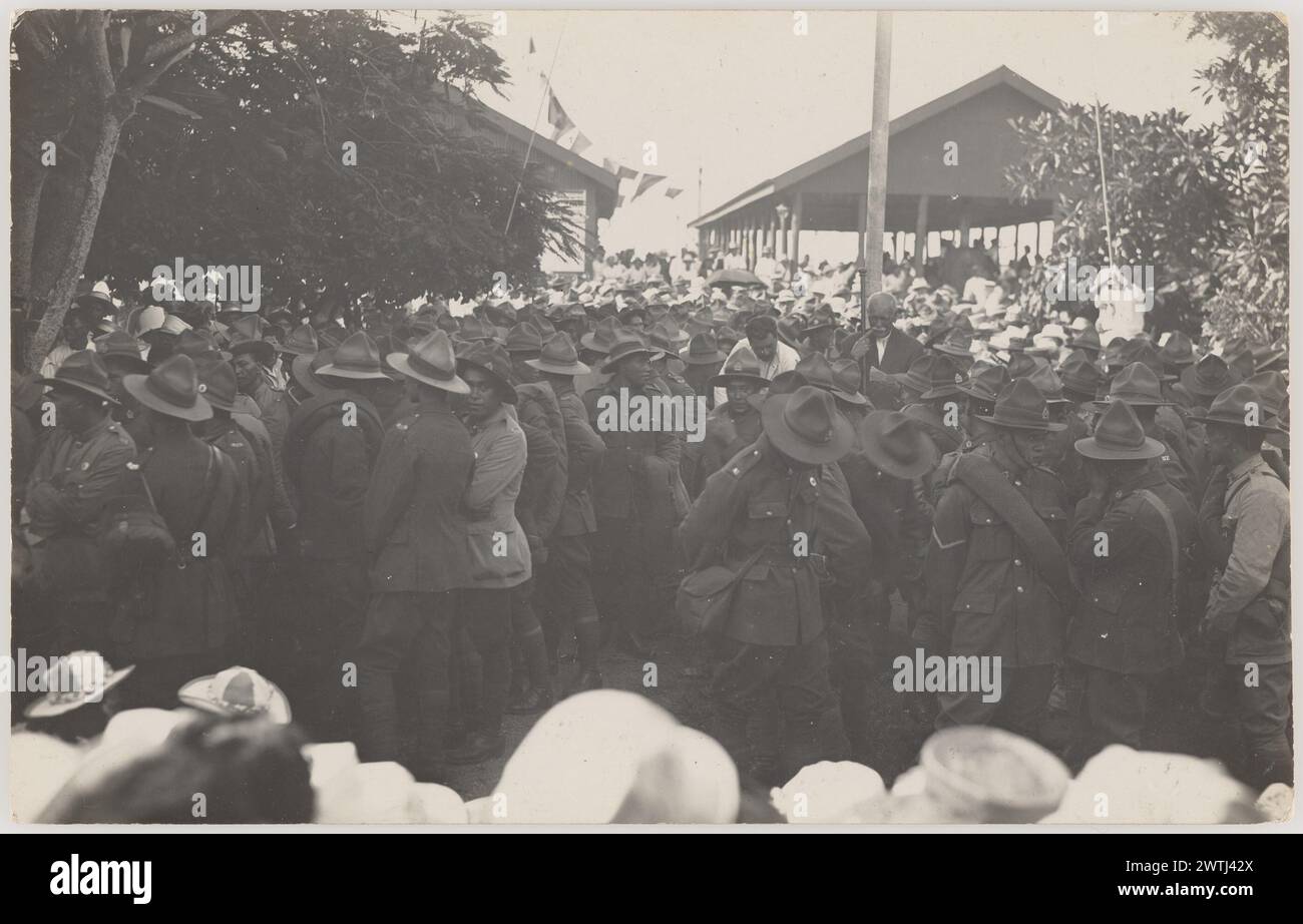 Cook Island men in military uniforms photographic postcards Stock Photo ...