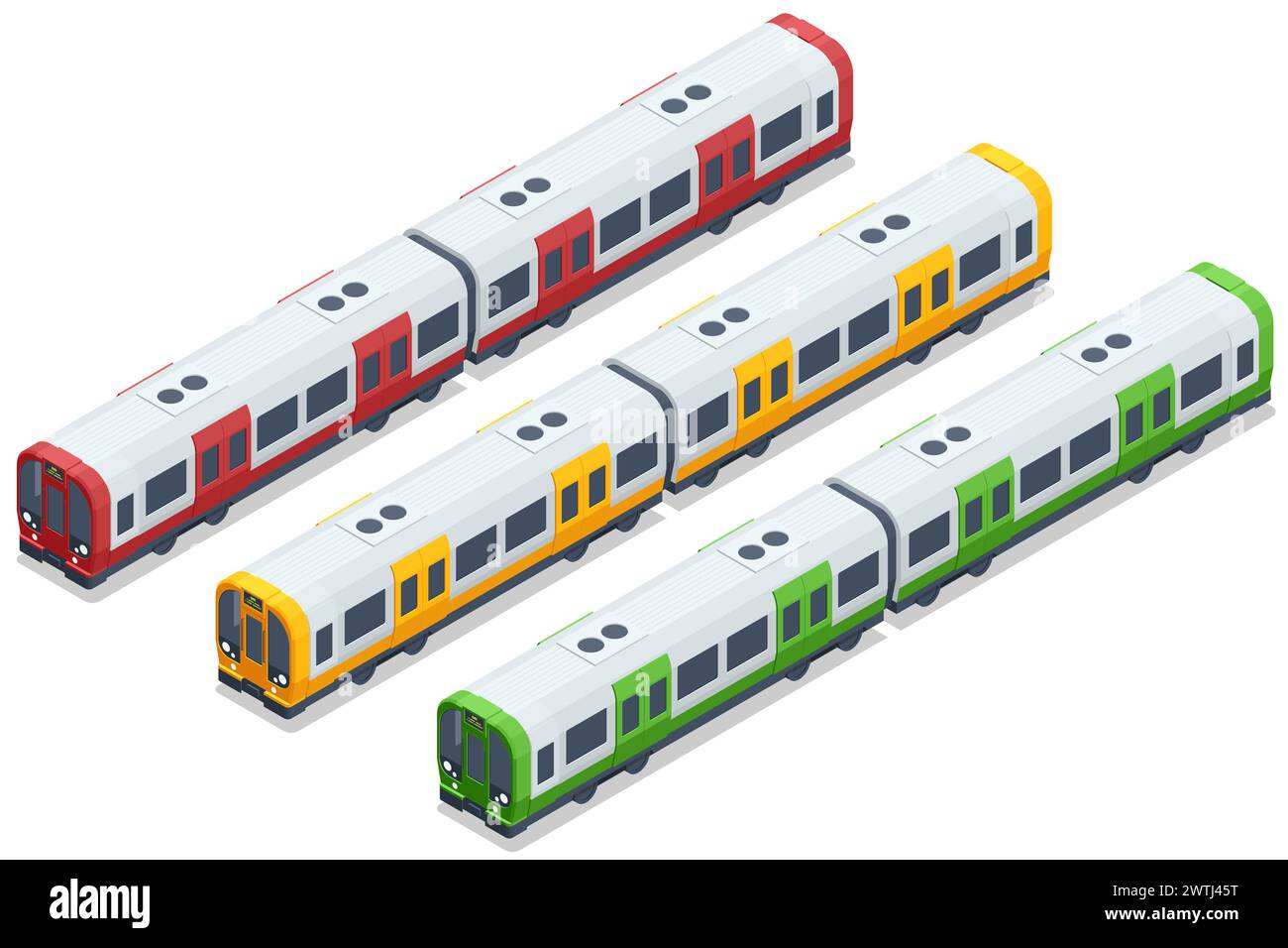 Isometric Subway underground train. High quality city transport. People ...