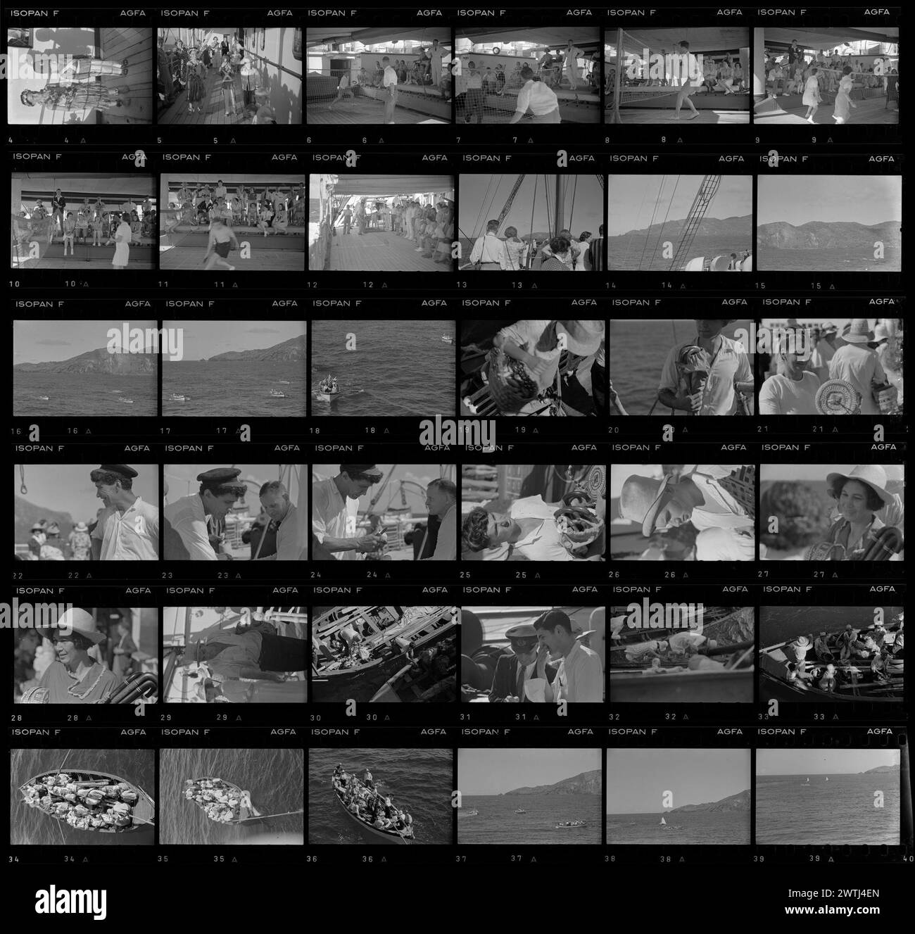 Scenes on board the SS Arawa, including visit from Pitcairn Islanders ...