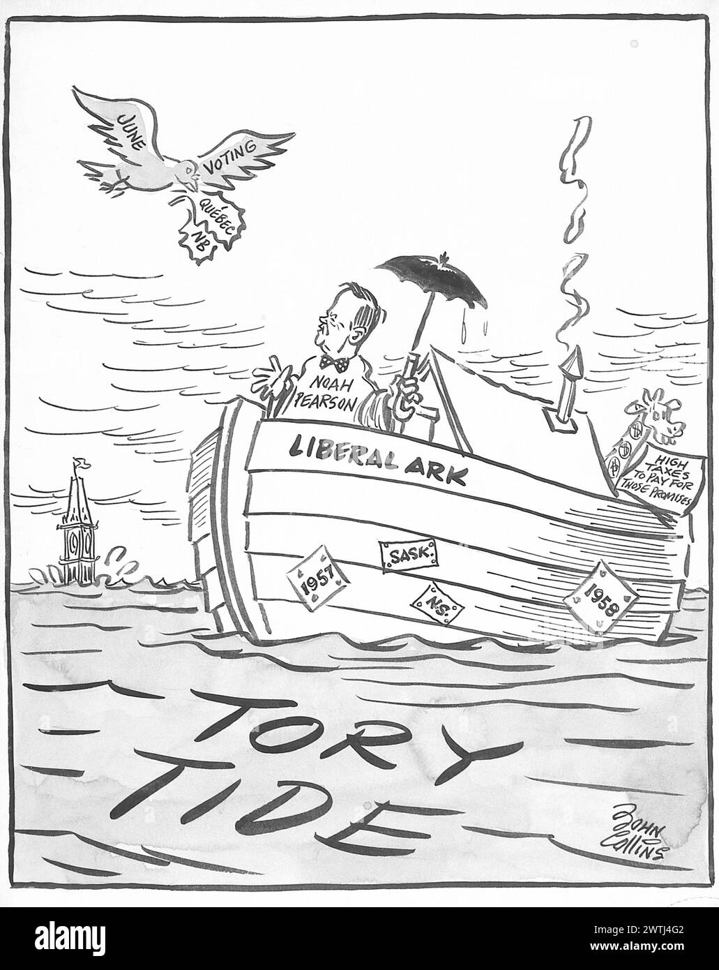 Cartoon - Are the Waters Receding ?. John Collins (1917-2007 Stock ...