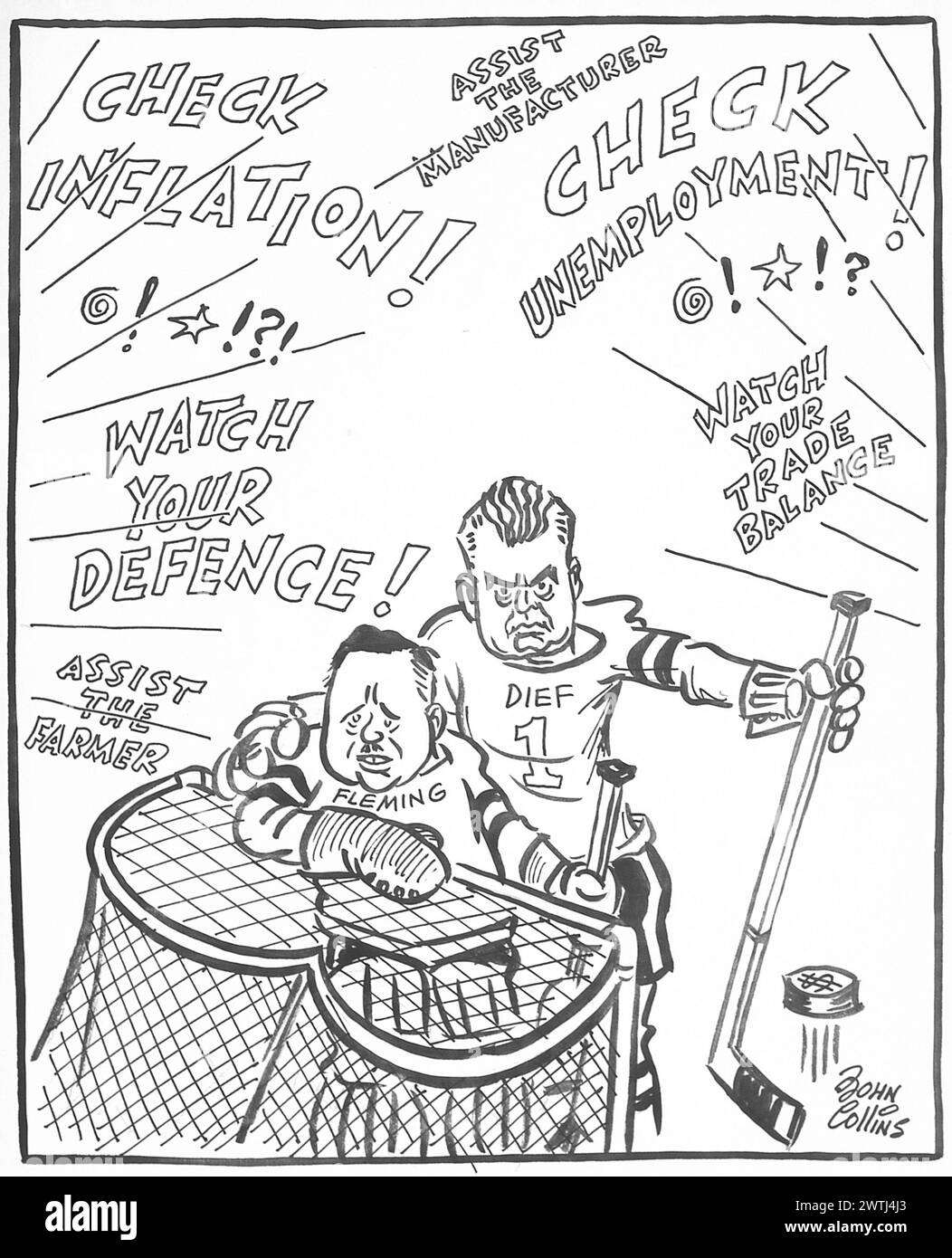 Cartoon - Canada's National Game. John Collins (1917-2007 Stock Photo ...