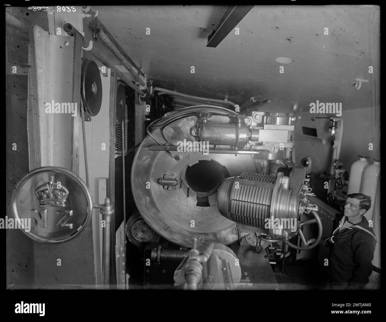 HMS "New Zealand" - breech of the gun gelatin dry plate negatives ...