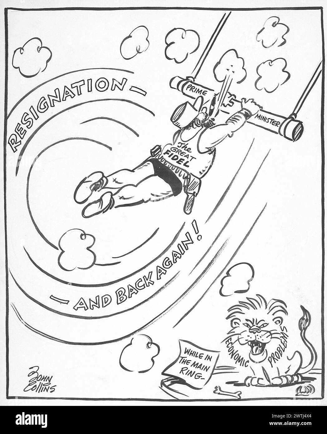 Cartoon - The Daring Young Man on the Flying Trapeze. John Collins ...