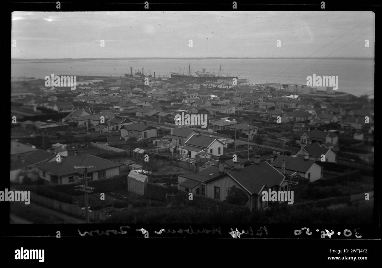Bluff harbour and town gelatin silver negatives, black-and-white ...