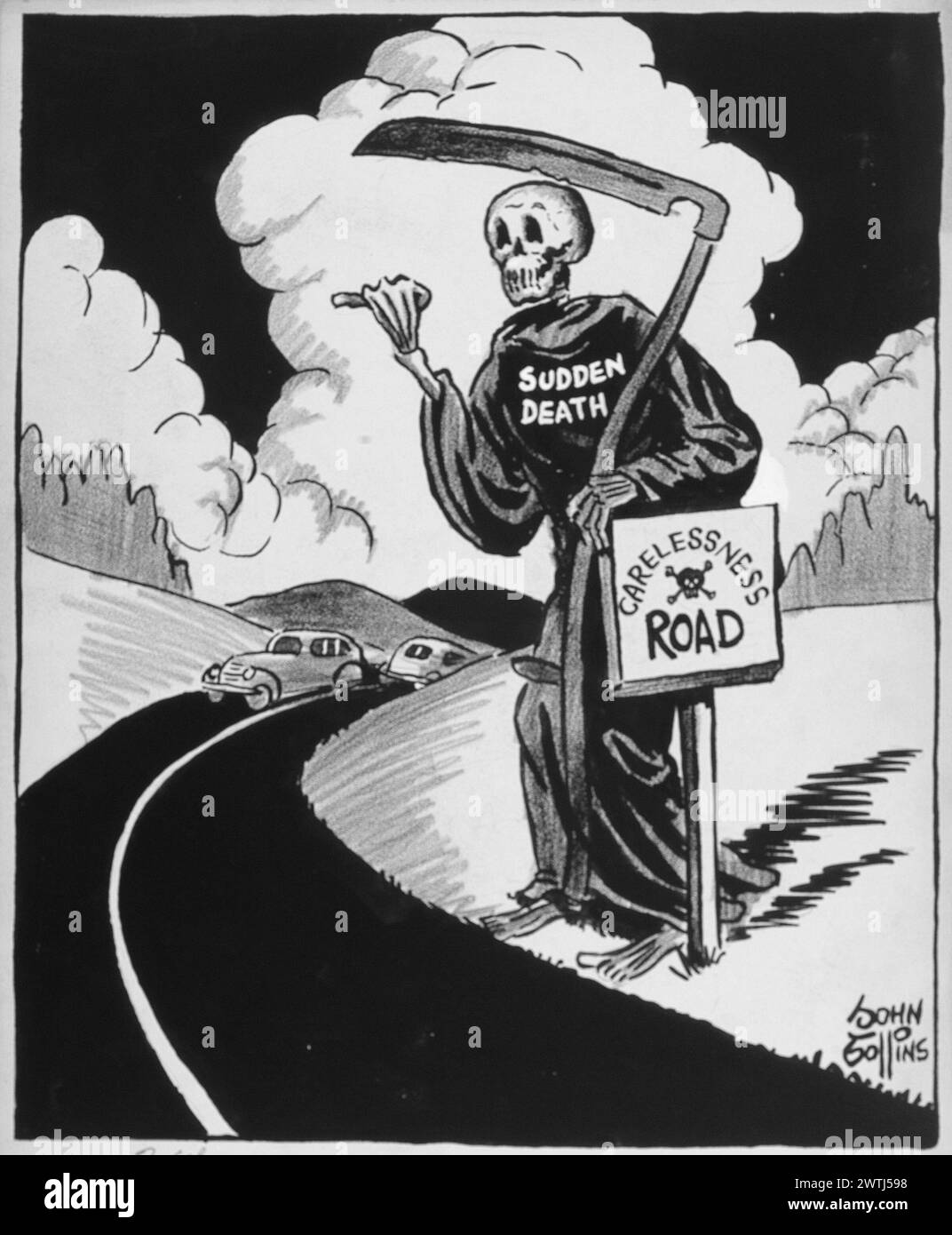 Cartoon - The Hitch-Hiker. John Collins (1917-2007 Stock Photo - Alamy