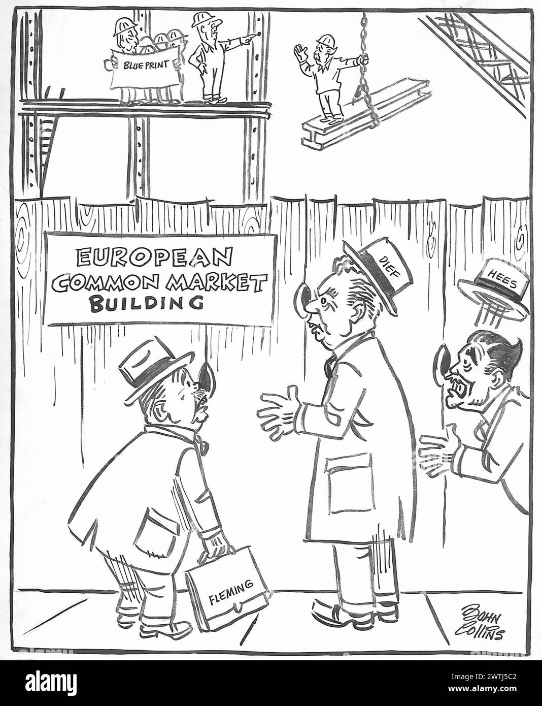 Cartoon - Sidewalk Superintendants. John Collins (1917-2007 Stock Photo ...