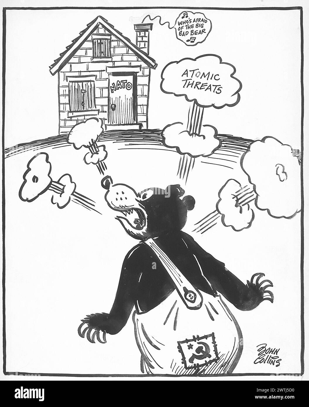 Cartoon - "I'll Huff and I'll Puff". John Collins (1917-2007 Stock ...