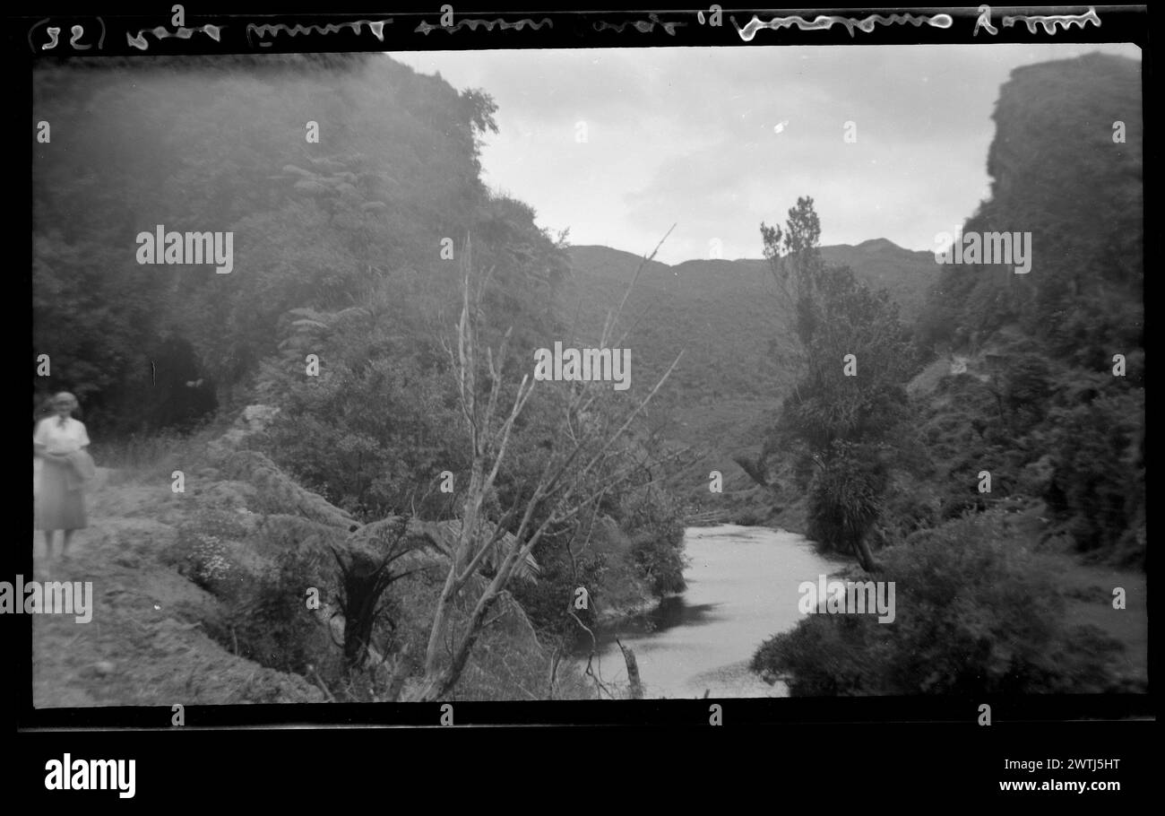 Road tunnel and river gorge, Awakino valley black-and-white negatives ...