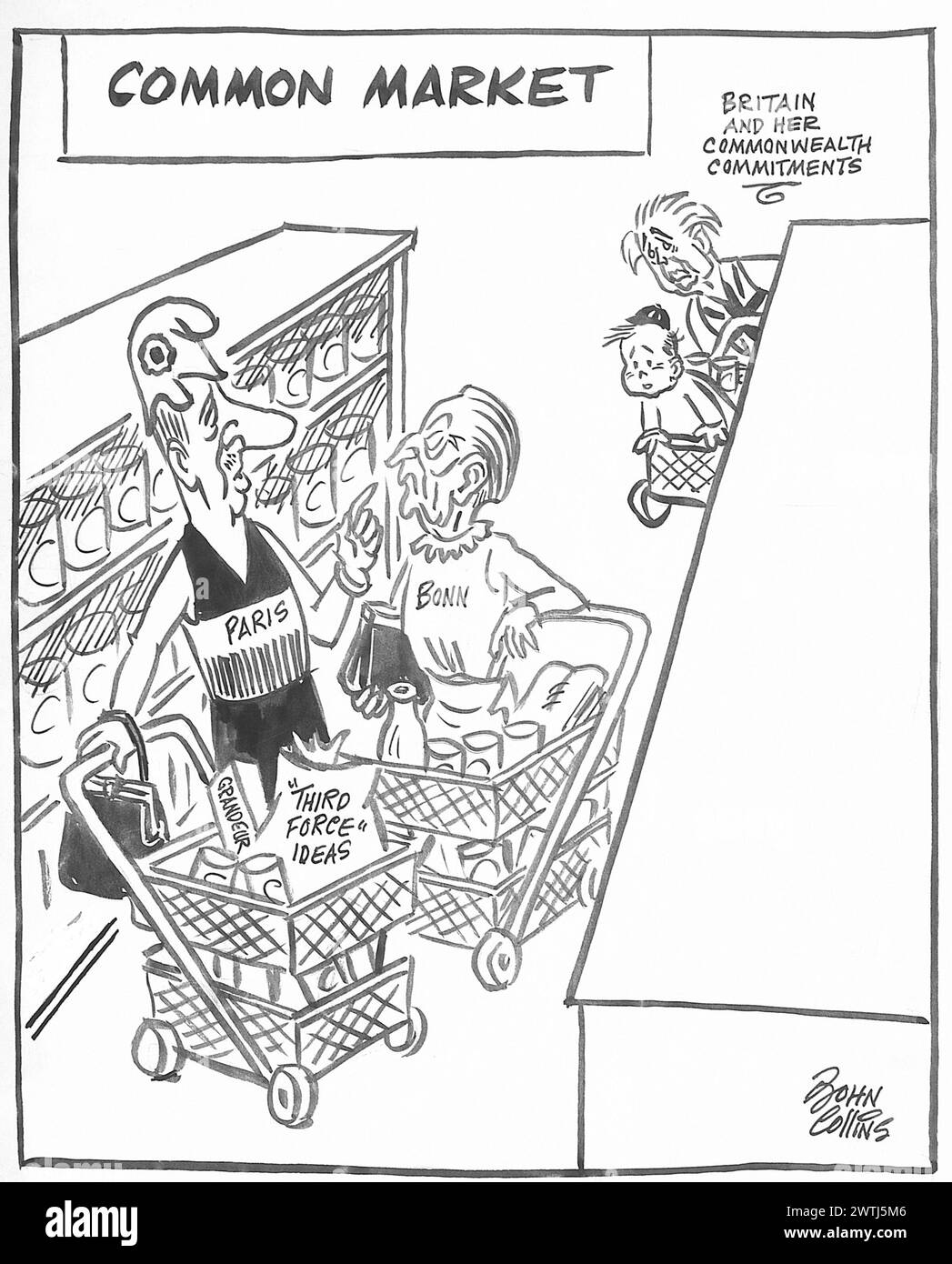 Cartoon - Blocking the Aisle. John Collins (1917-2007 Stock Photo - Alamy