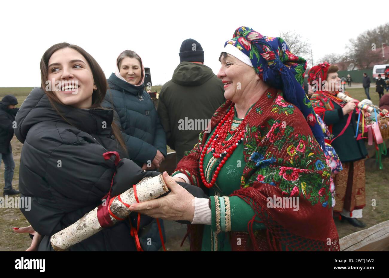 KYIV, UKRAINE - MARCH 16, 2024 - Kolodkuvannia ritual recreated as part ...