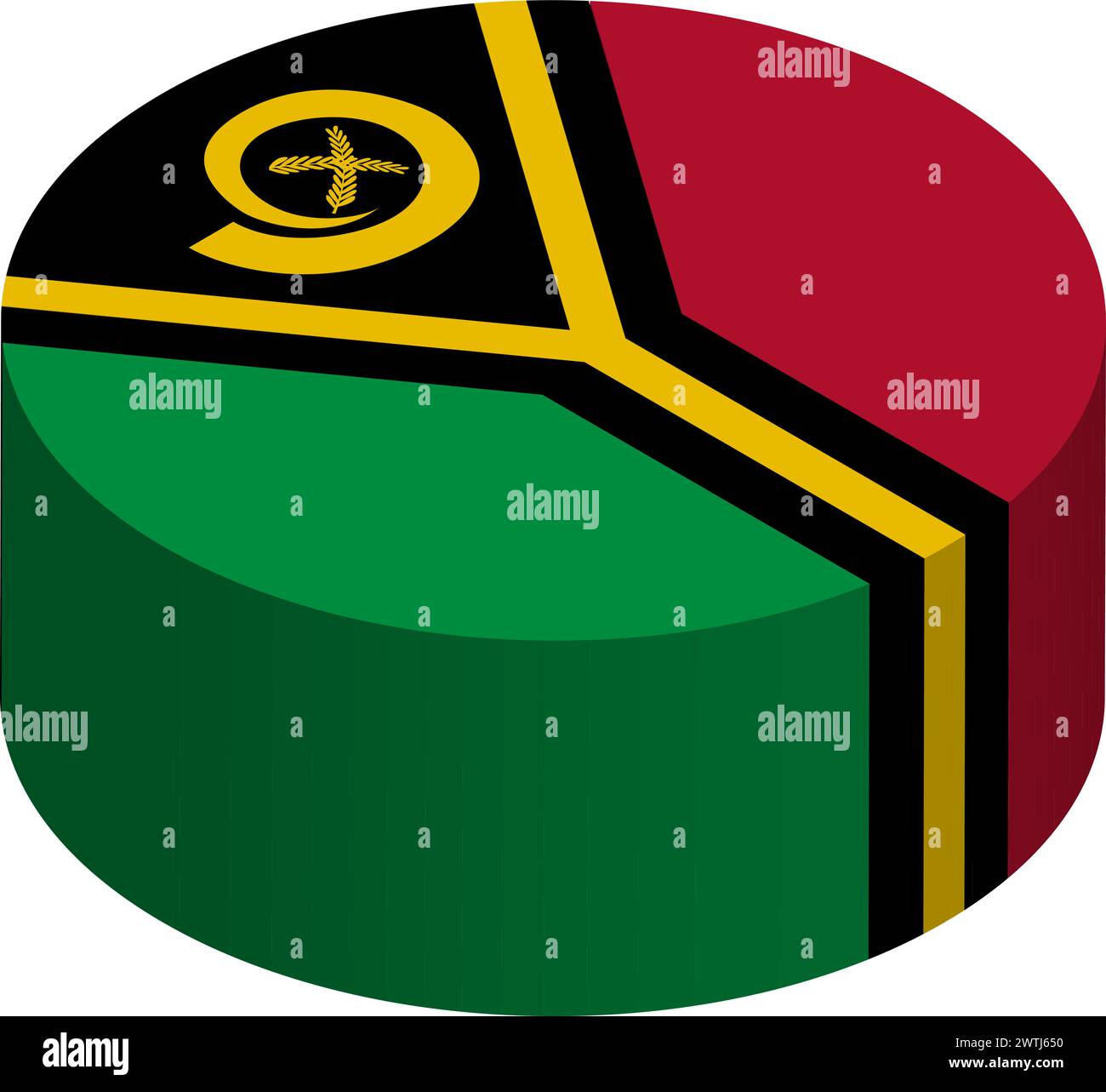 Vanuatu flag - 3D isometric circle isolated on white background. Vector object Stock Vector ...