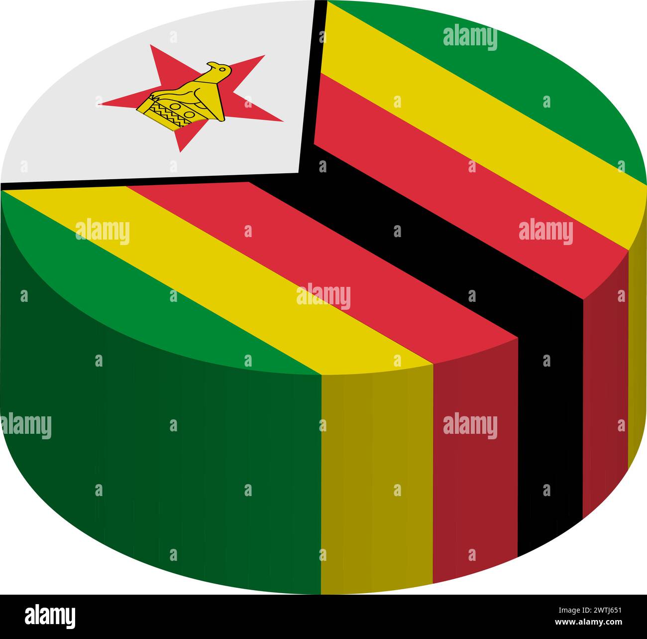Zimbabwe flag - 3D isometric circle isolated on white background. Vector object Stock Vector ...