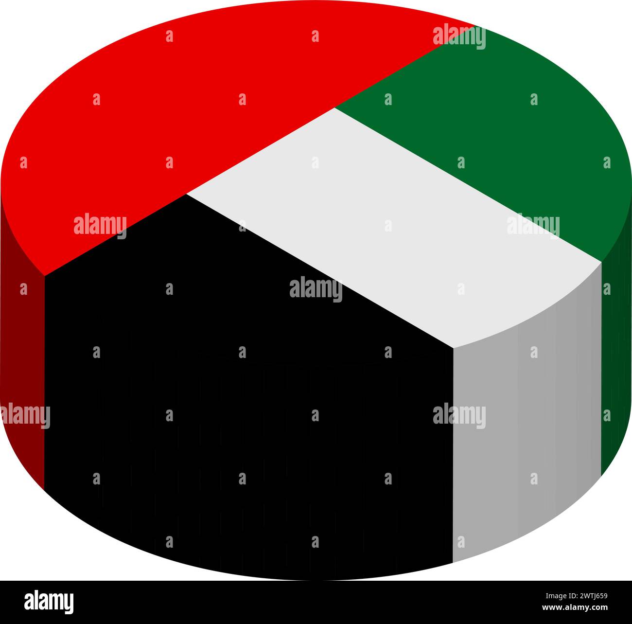 United Arab Emirates flag - 3D isometric circle isolated on white ...