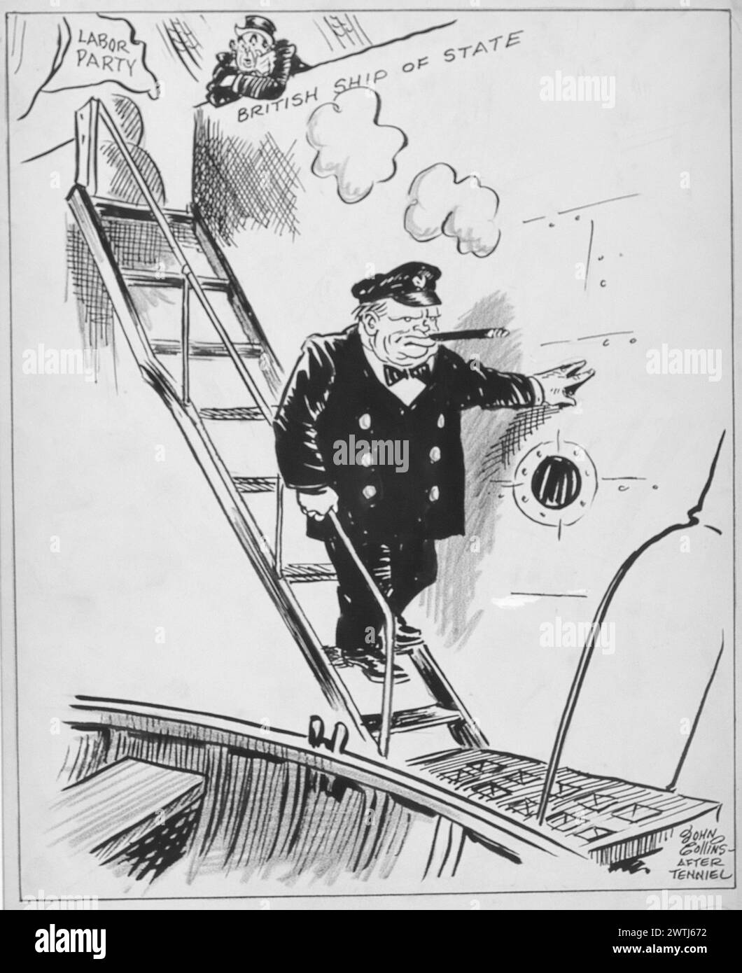Cartoon - Dropping the Pilot. John Collins (1917-2007 Stock Photo - Alamy