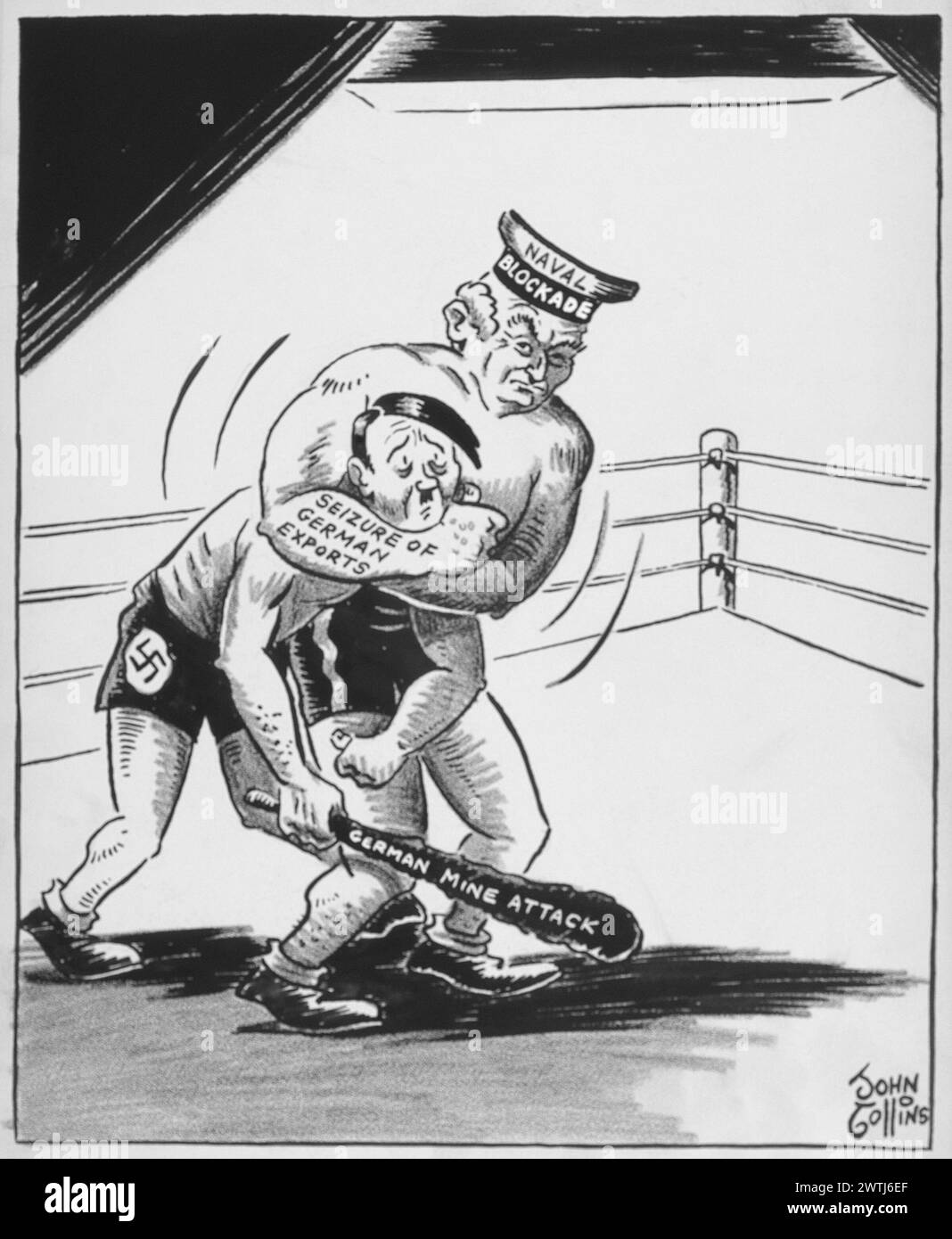Cartoon - Tightening the Strangle-Hold. John Collins (1917-2007 Stock ...